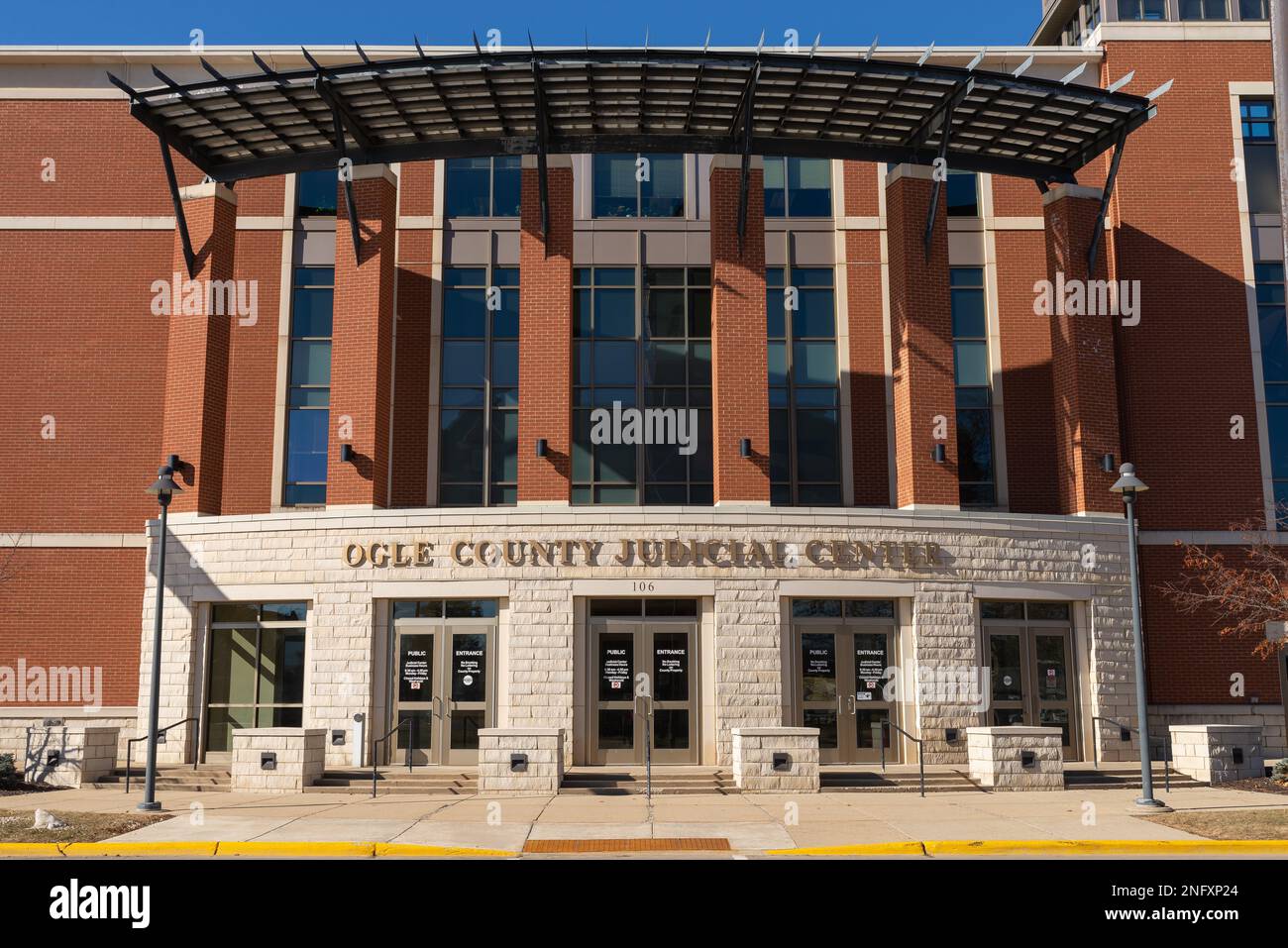 Oregon, Illinois - United States - February 13th, 2023: Exterior of the ...