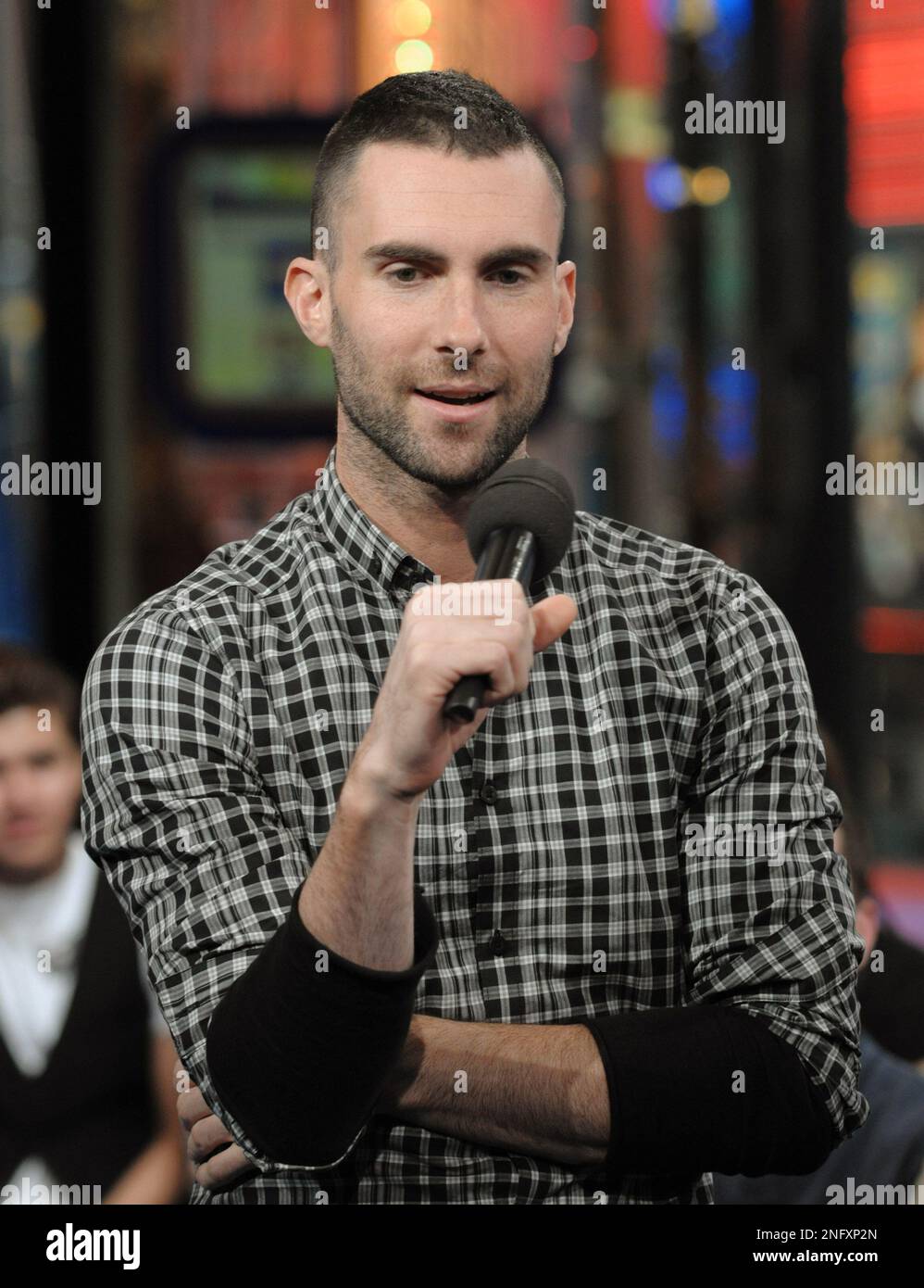 Lead singer Adam Levine of Maroon 5 makes an appearance on MTV's Total ...