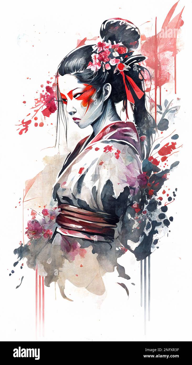 Geisha painted on japanese hi-res stock photography and images - Alamy