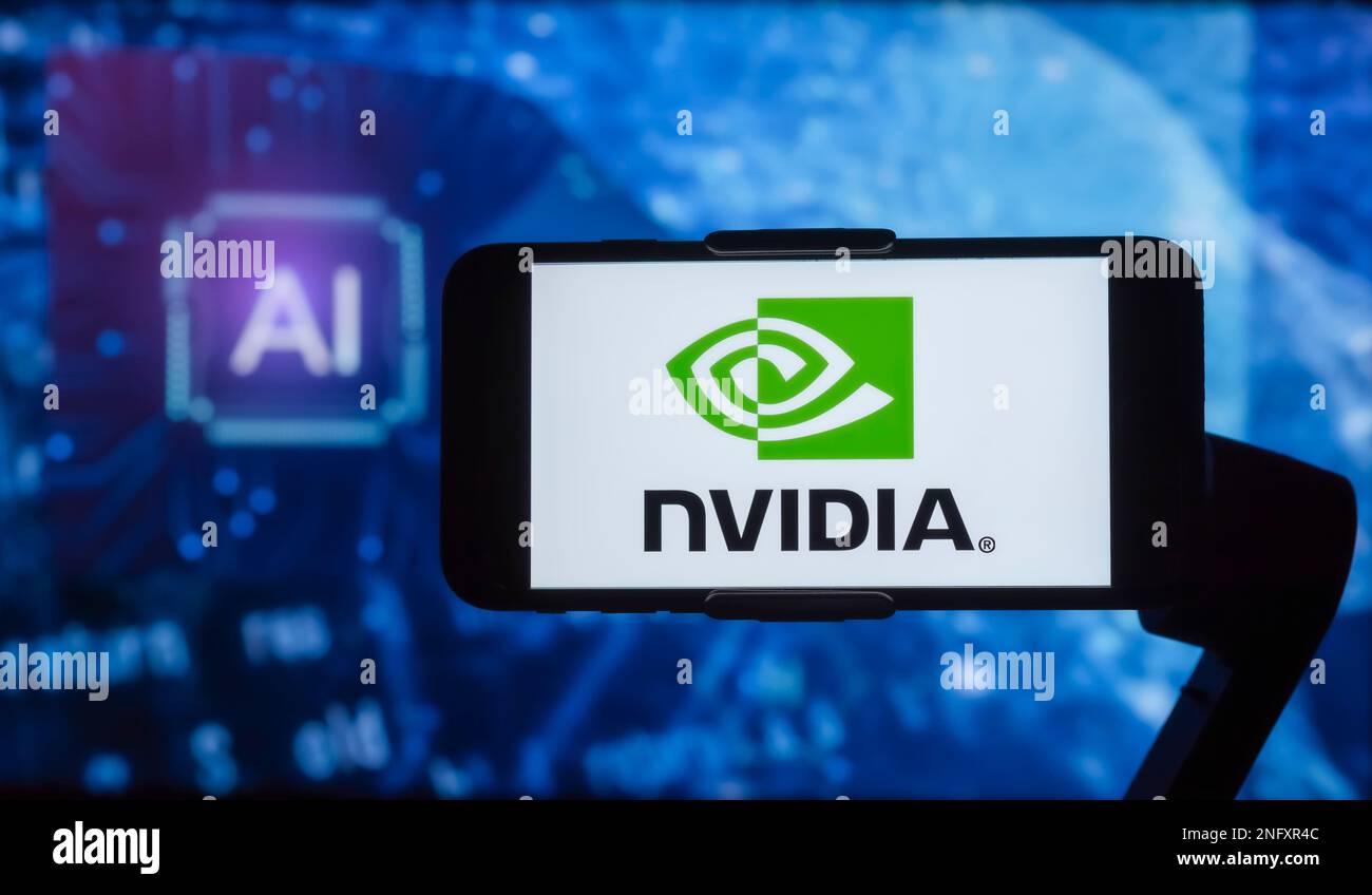 In this photo illustration, the logo of NVIDIA is seen displayed on a ...