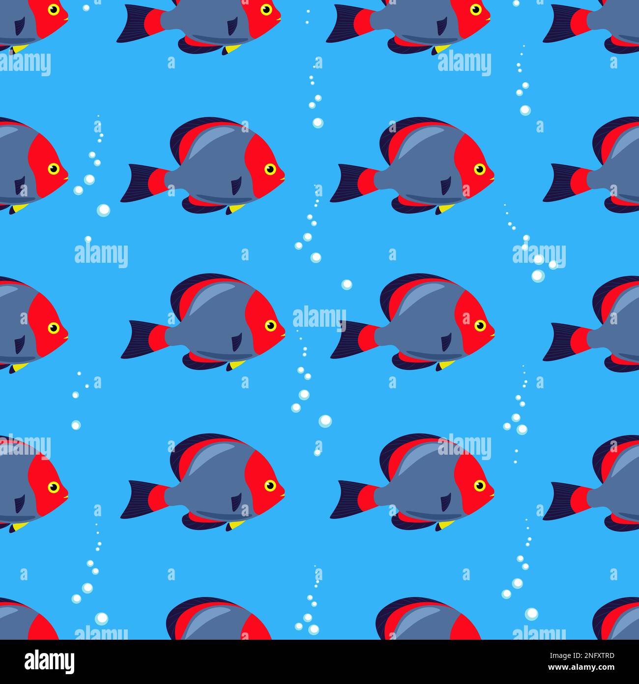 Exotic bright fish seamless pattern. Vector marine fish in flat style ...