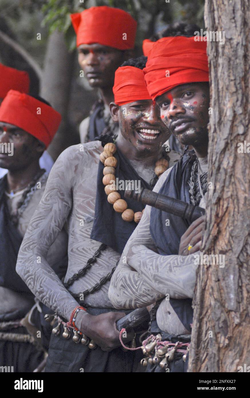 Indian southern state of Andhra Pradesh Tribal look on during the ...