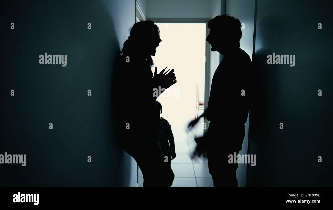 Angry parents fighting in front little boy son. Abusive relationship ...