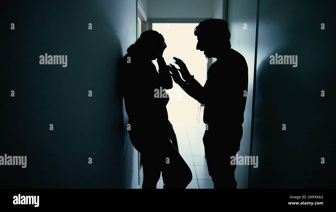 Angry parents fighting in front little boy son. Abusive relationship ...