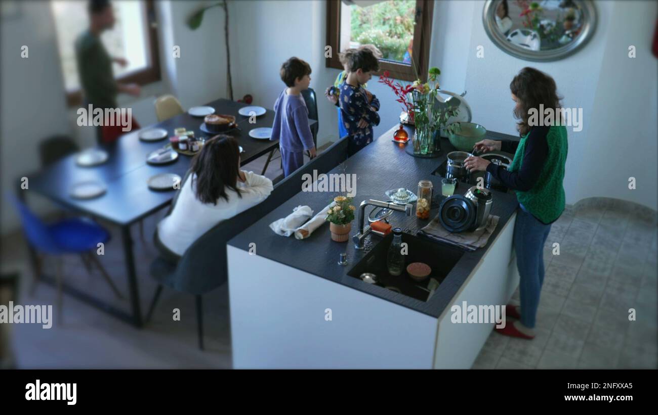 Candid family at home. Lifestyle moment of people standing at home ...