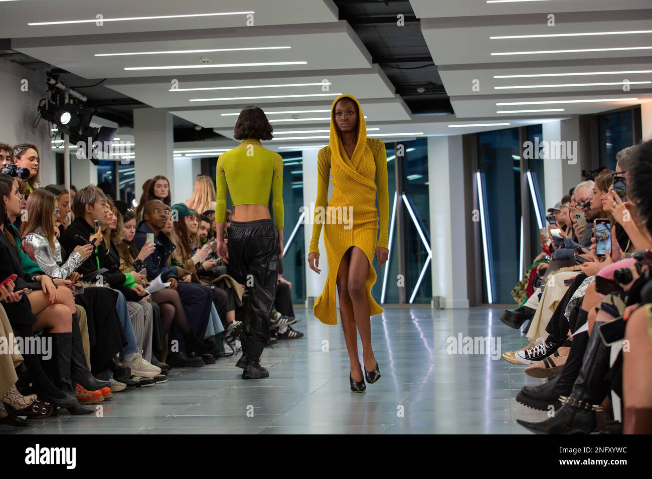 London, UK. Friday 17th February 2023. Models on the catwalk at the ...