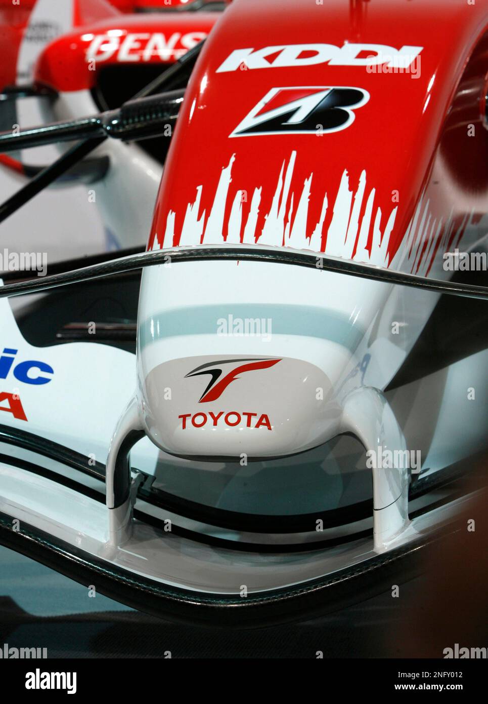 The front wing of the new Toyota TF108 Formula One race car for the ...
