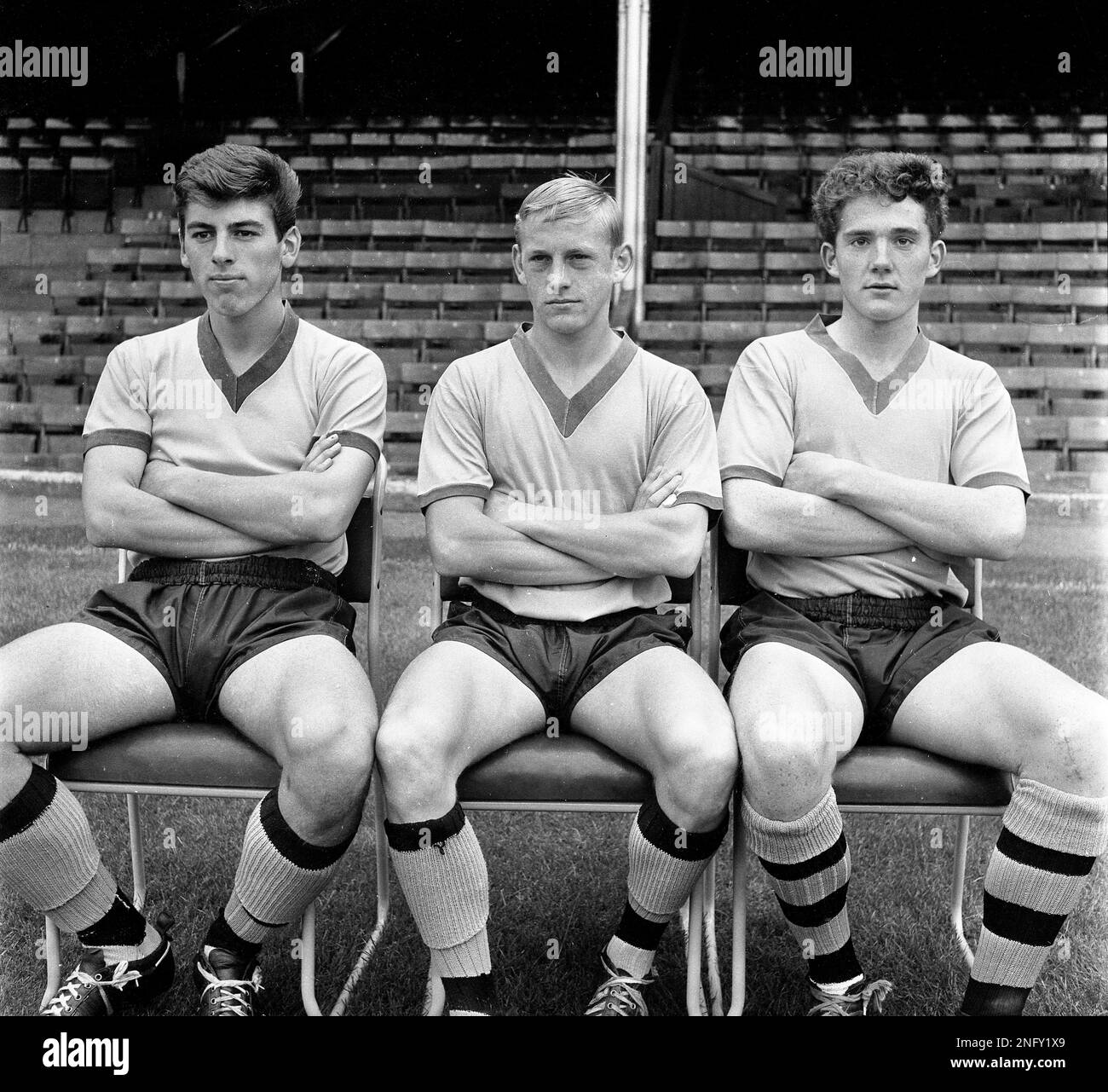 Wolves footballers LtoR Laurie Calloway, Dave Thompson and J Rowley ...