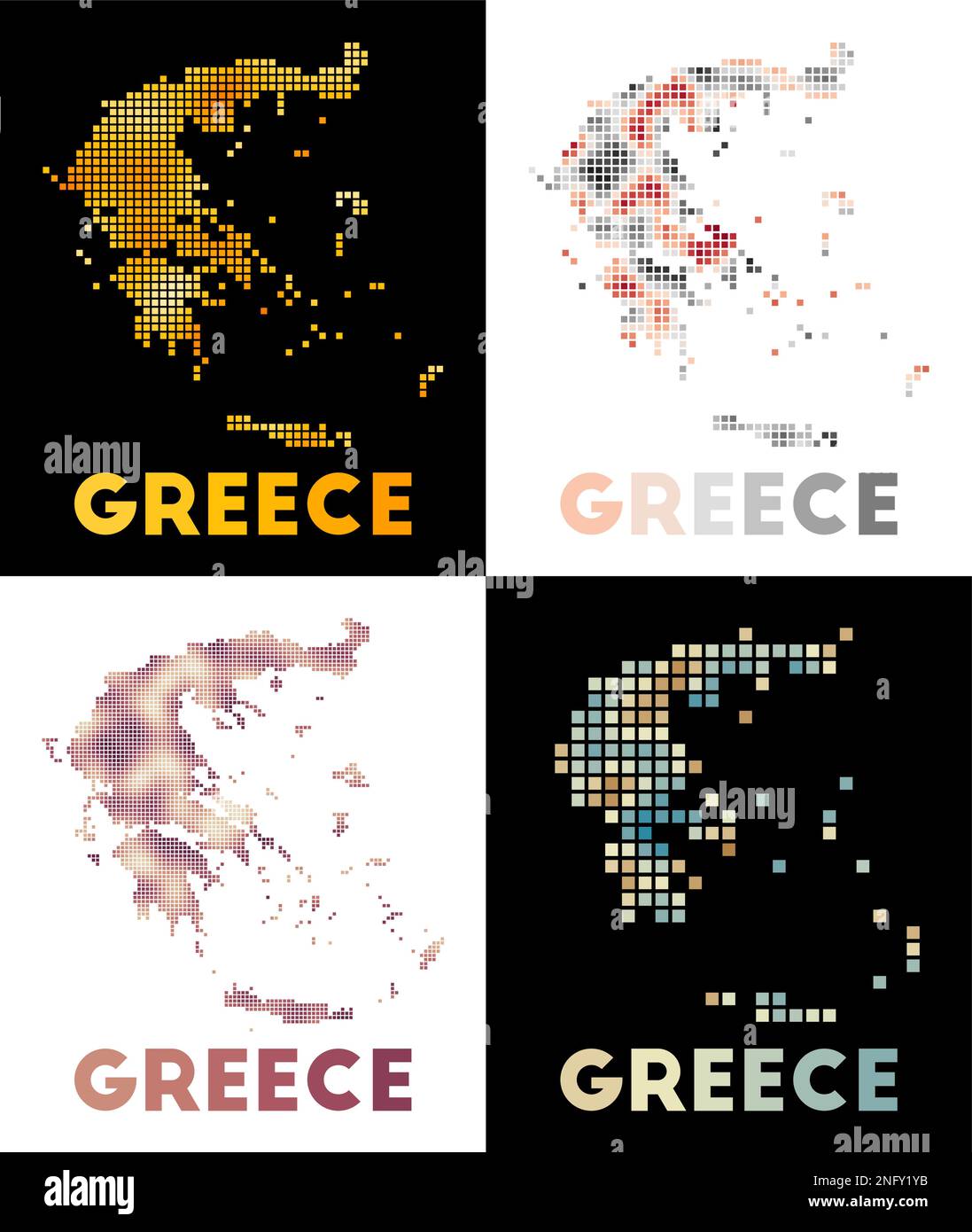 Greece map. Collection of maps of Greece in dotted style. Borders of ...