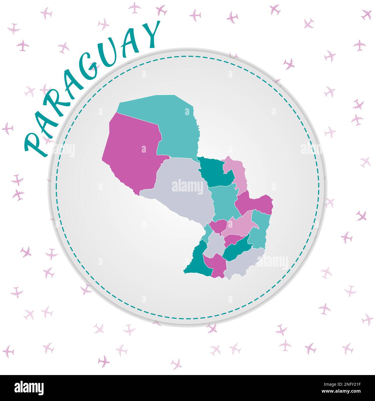 Paraguay map design. Map of the country with regions in emerald ...