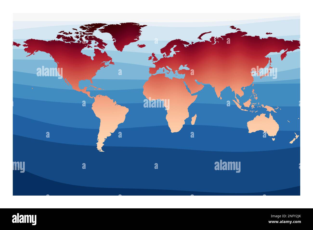World Map Vector. Cylindrical stereographic projection. World in red ...