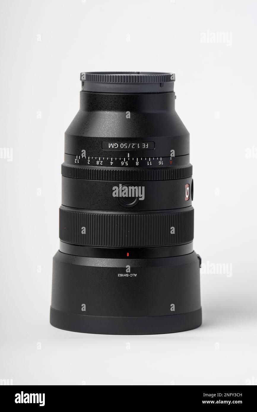 Sony G-Master SEL FE 50mm f 1.2 GM lens. Selective focus photo close up ...