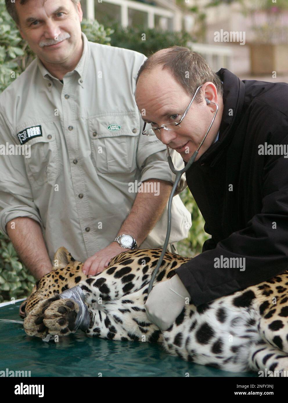 Prince Albert II of Monaco, right, with English veterinary John Knight ...