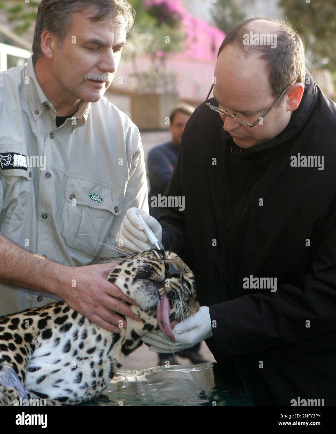 Prince Albert II of Monaco, right, with English veterinary John Knight ...