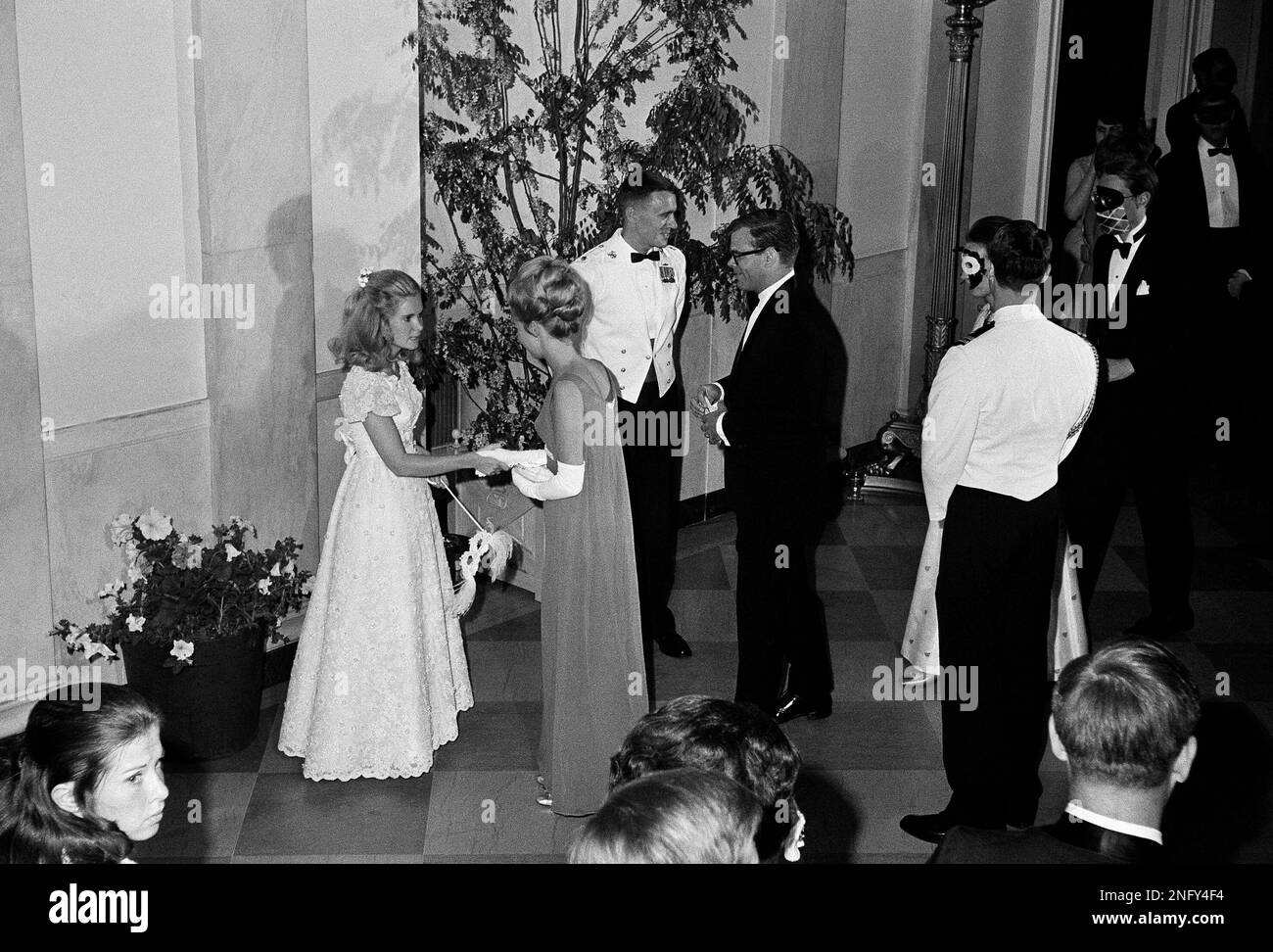 Tricia Nixon, daughter of President Richard Nixon, greets a guest May ...