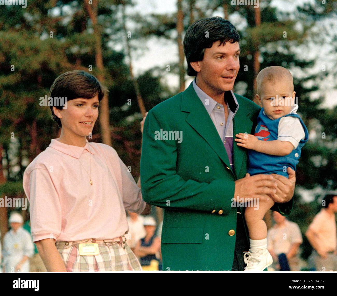 Larry Mize, 1987 Masters Golf winner, wears his Augusta National Golf ...