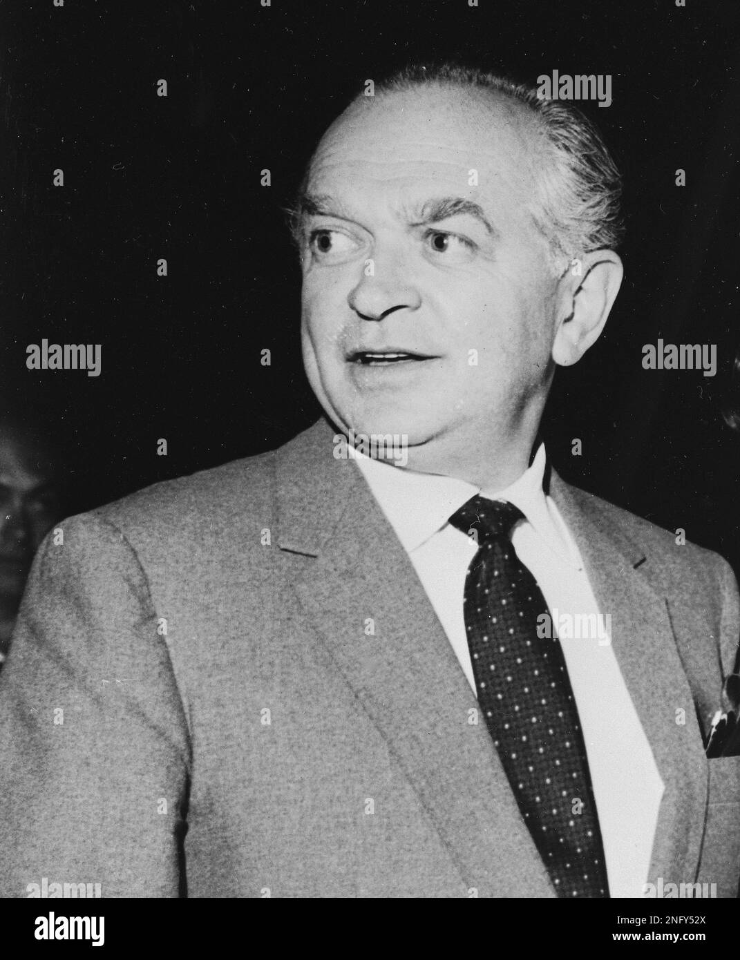 Producer Samuel Bronston visits the set to watch the filming of "55 ...