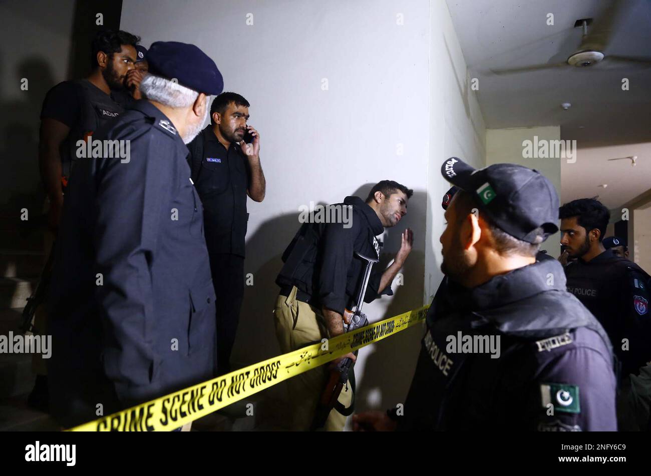 View of site after a Karachi Police Office (KPO) building was attacked ...