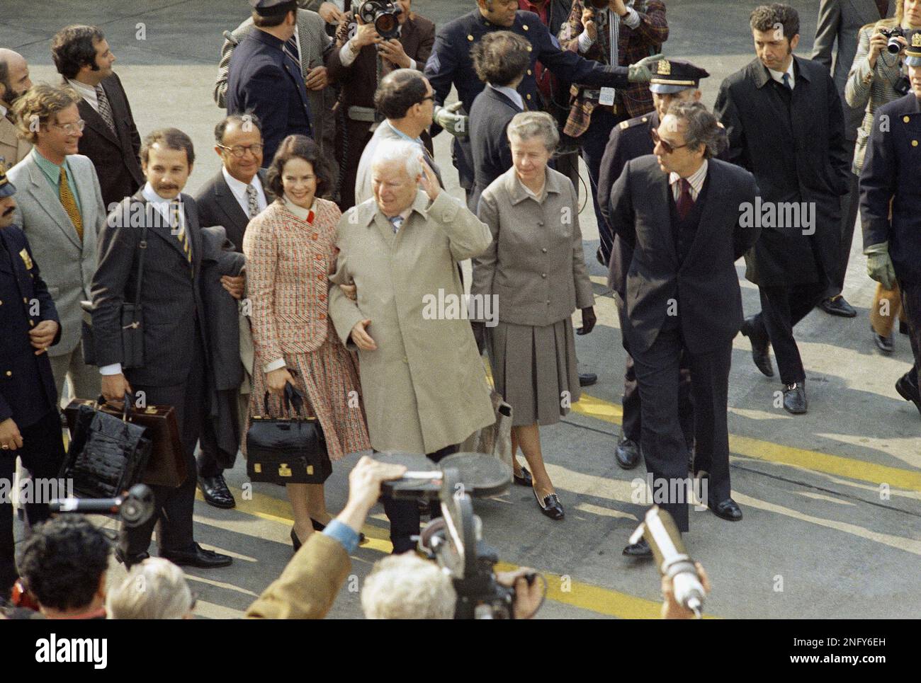 Charlie Chaplin and his wife, Oona O'Neil, as they arrive at Kennedy ...
