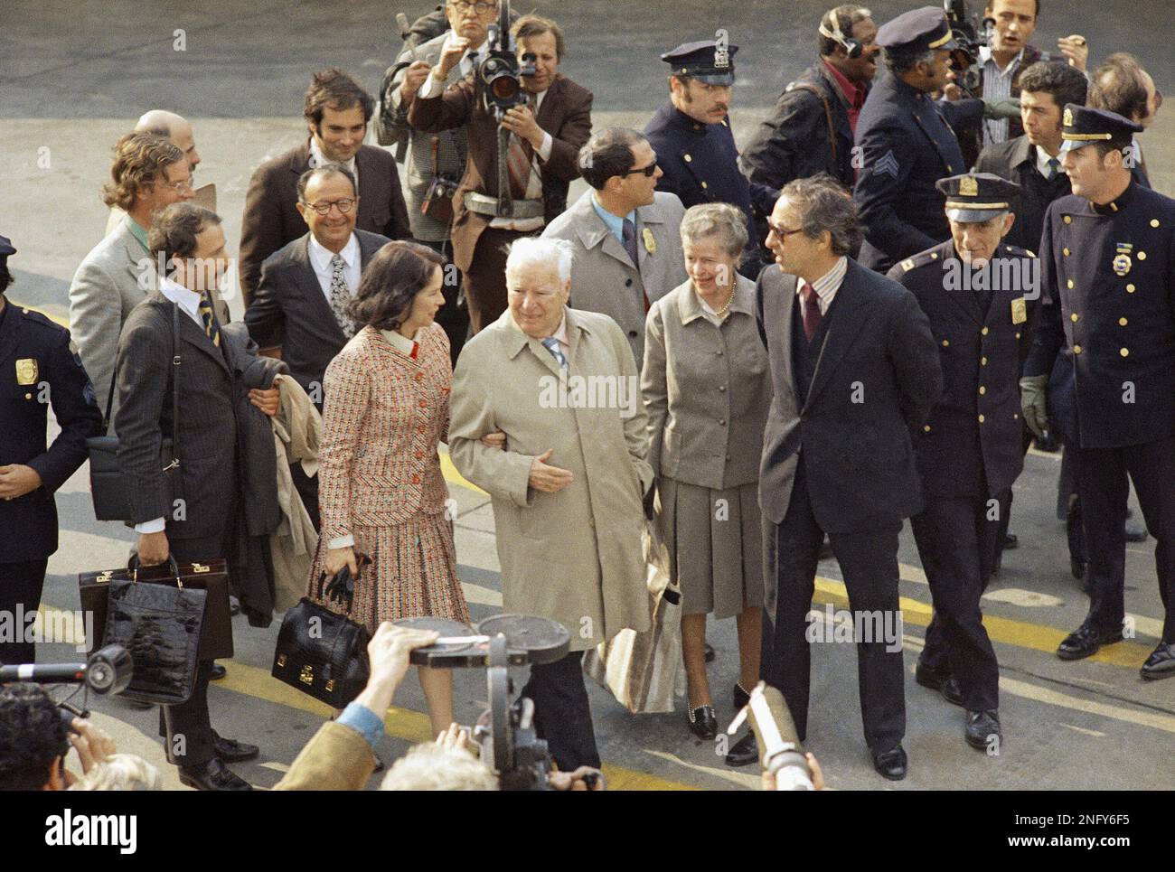 Charlie Chaplin and his wife, Oona O'Neil, as they arrive at Kennedy ...