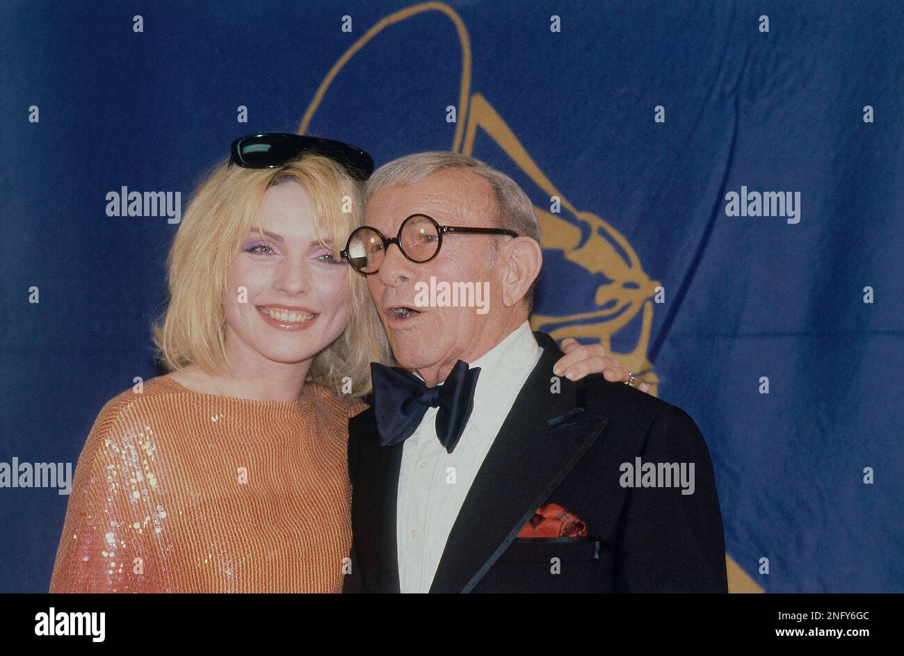 Actor George Burns shown with singer Deborah Harry at the 1980 Grammy ...