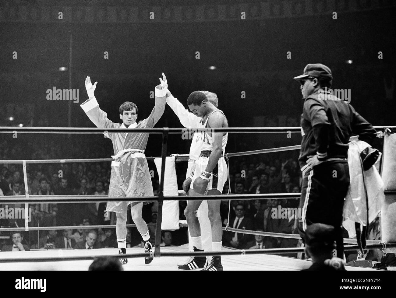 The hand of Mexico's Antonio Roldan is raised by the reference to ...