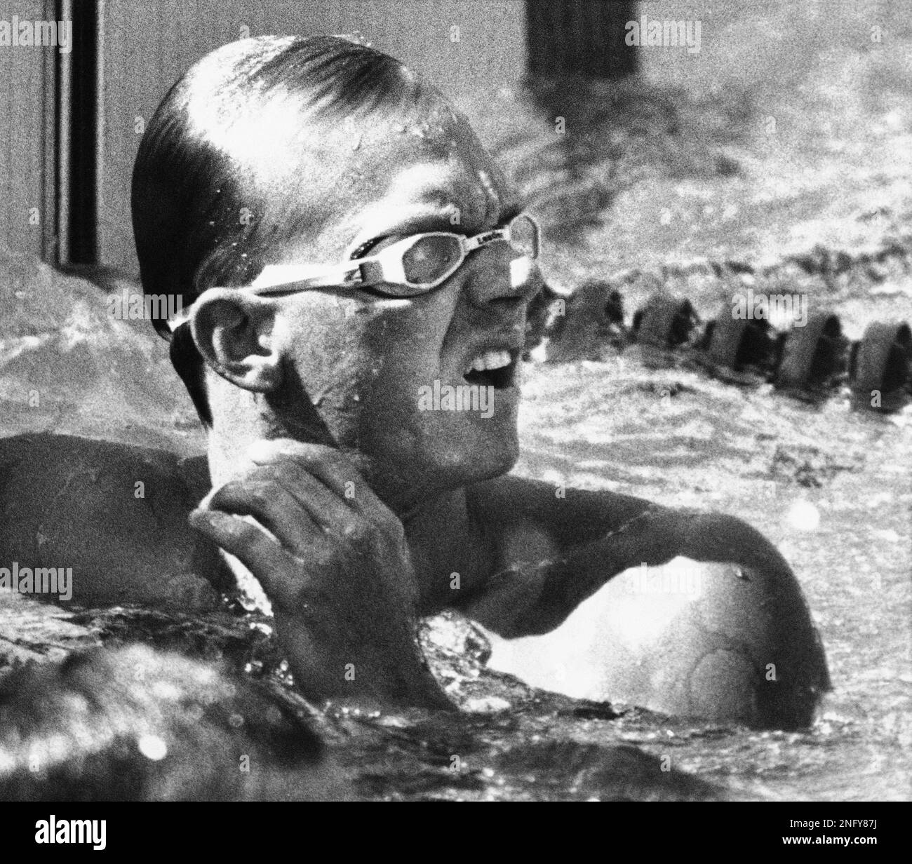 U.S. swimmer Rowdy Gaines of Winter Haven, Fla., looks back at the ...