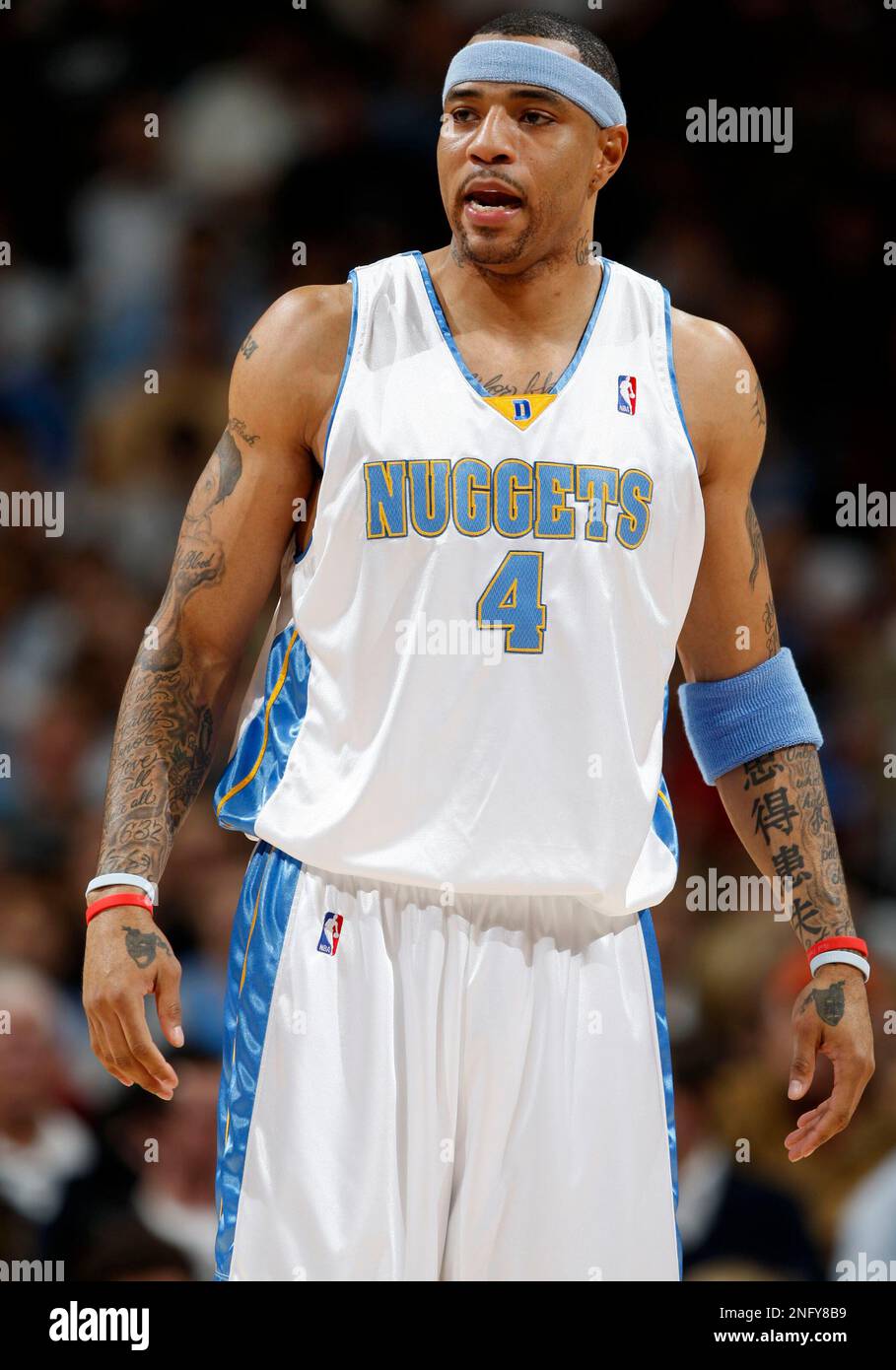 Denver Nuggets forward Kenyon Martin takes the court to face the ...