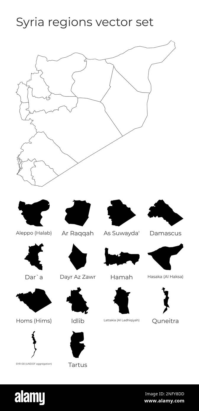 Syria map with shapes of regions. Blank vector map of the country with ...