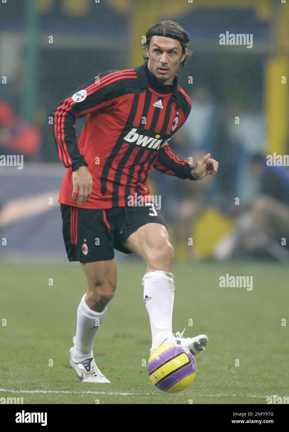 AC Milan defender Paolo Maldini in action during an Italian major ...