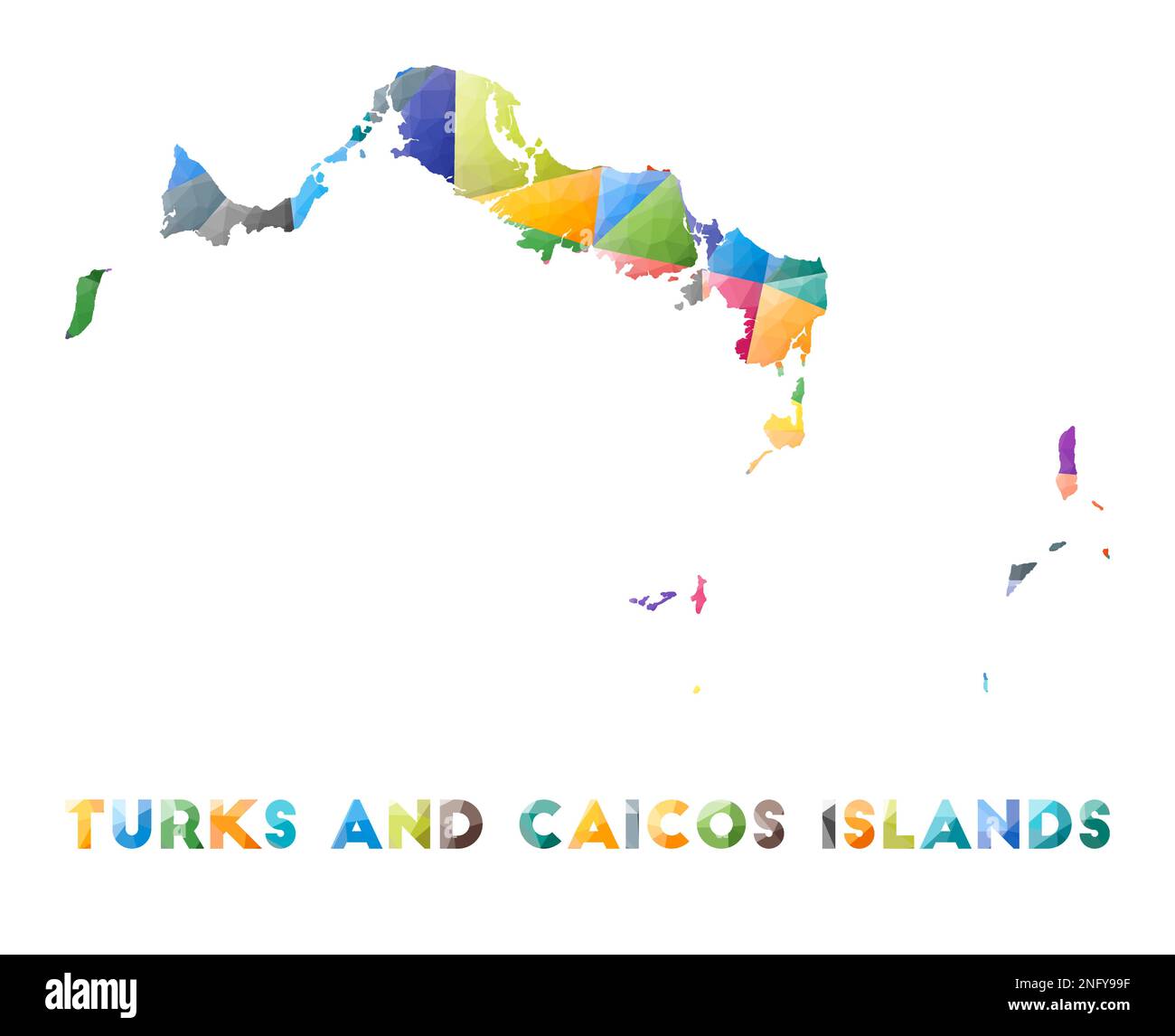 Turks and Caicos Islands - colorful low poly island shape. Multicolor ...