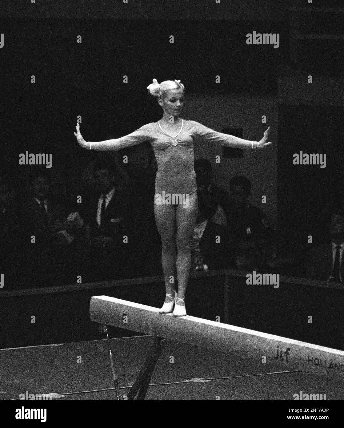 Cathy Rigby, 15, of Los Alamitos, Calif., the youngest member of the ...