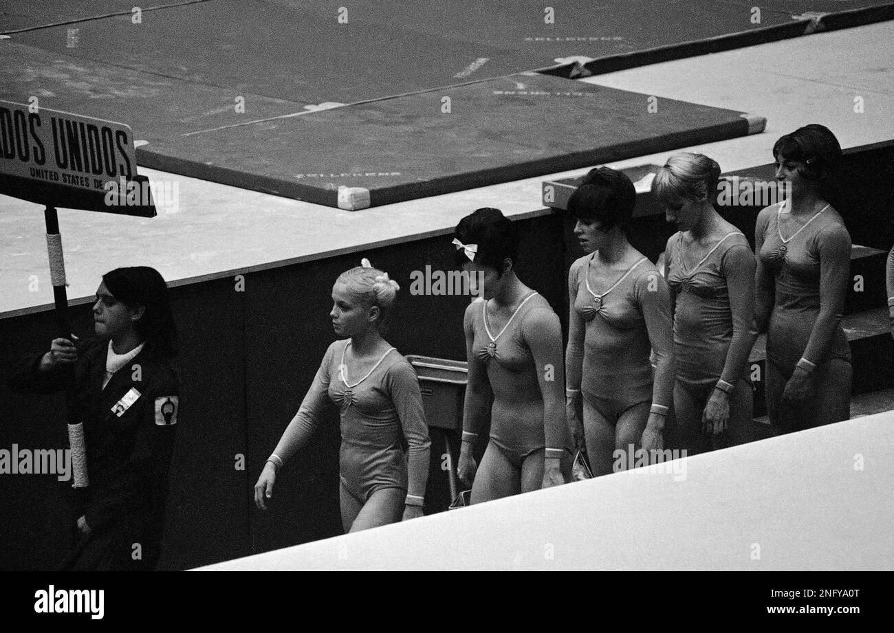 Cathy Rigby, first in line, of Los Alamitos, Calif., the youngest ...
