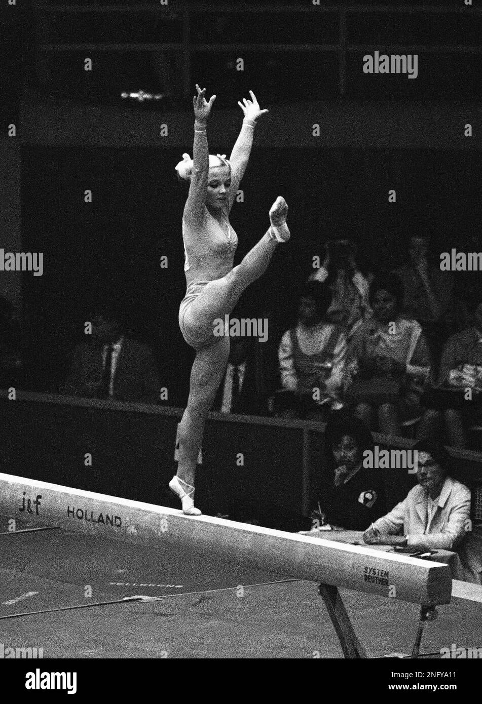 Cathy Rigby, 15, of Los Alamitos, Calif., the youngest member of the ...