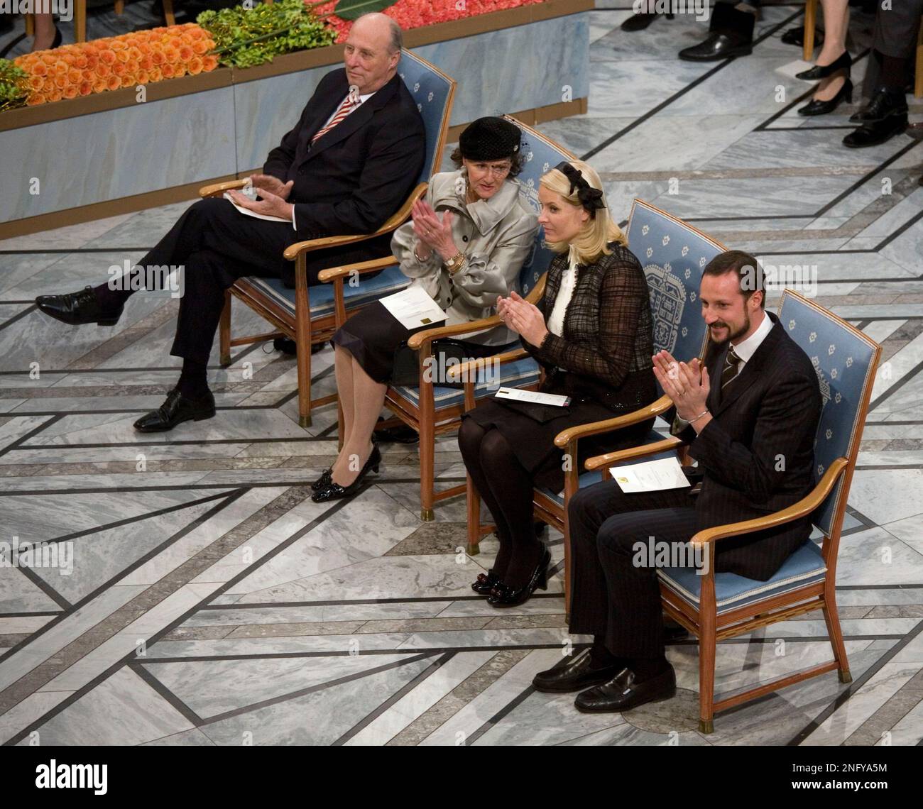 The Norwegian Royal family, from left to right, King Harald V, Queen ...