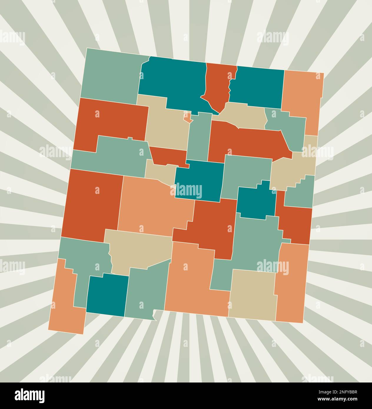 New Mexico map. Poster with map of the us state in retro color palette ...