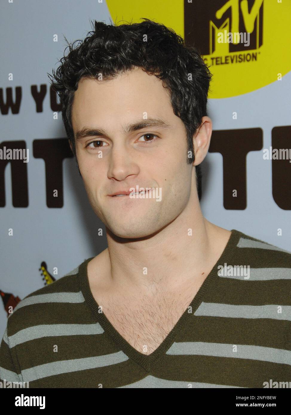 Actor Penn Badgley from the television show "Gossip Girl", makes an ...