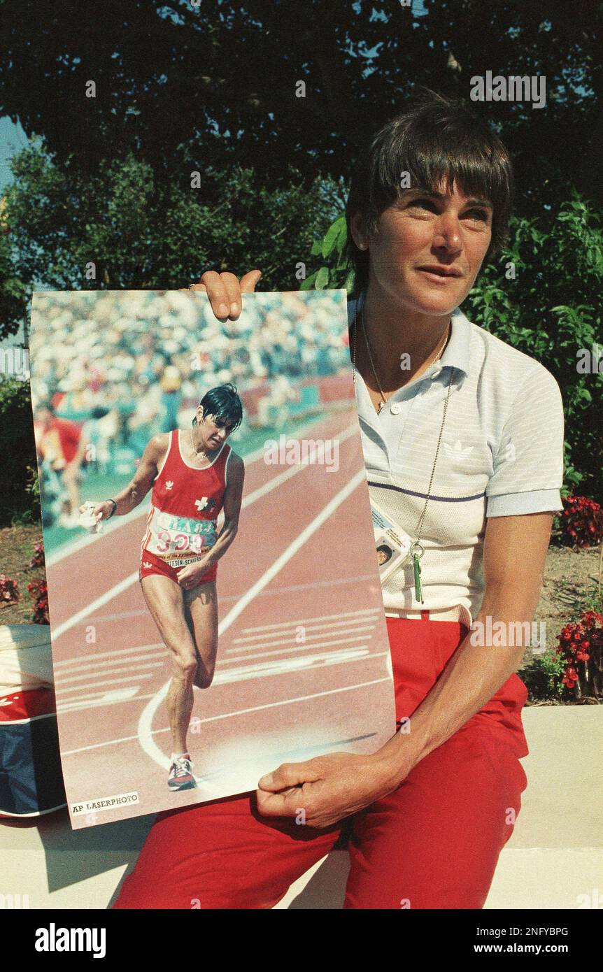 Seen here is Gabrela Andersen-Scheiss, Swiss martathoner, Aug. 6, 1984 ...