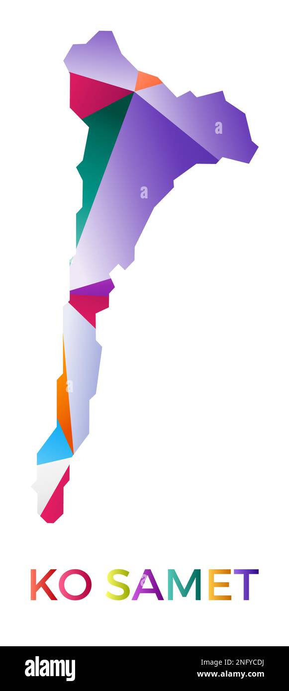Bright colored Ko Samet shape. Multicolor geometric style island logo ...