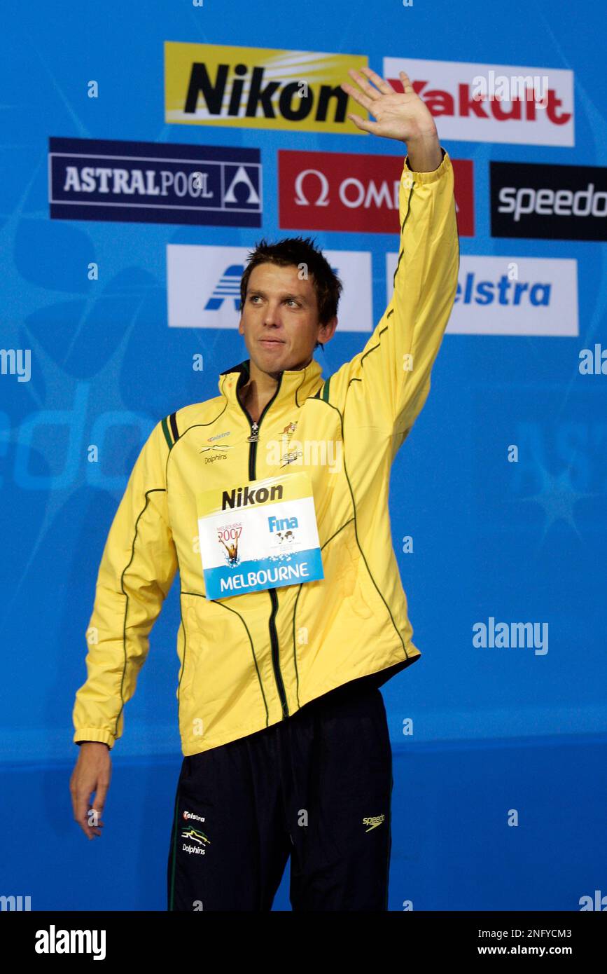 Australia's Craig Stevens waves before receiving his bronze medal in ...