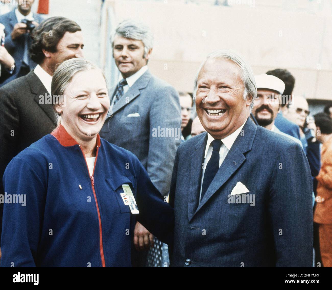 Britain's Prime Minister Edward Heath is all smiles as he congratulates ...