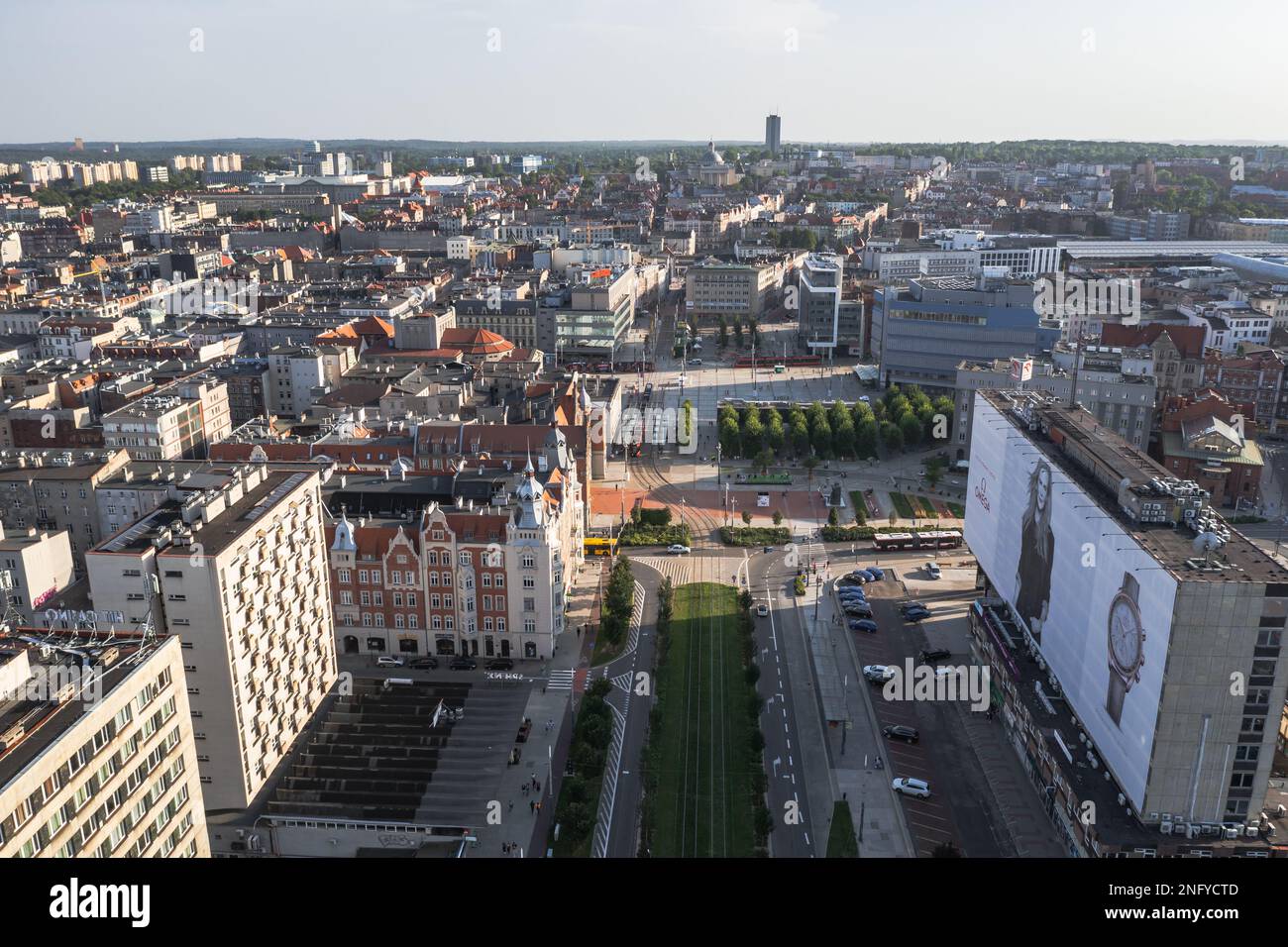 Aerial drone view with Market Square, Separator building and Skarbek ...