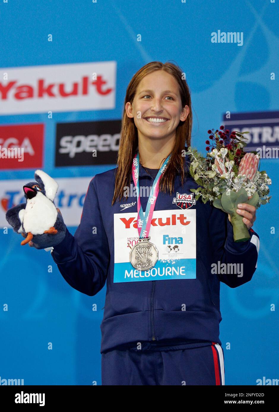 USA's Kim Vandenberg displays the silver medal she won for the women's ...