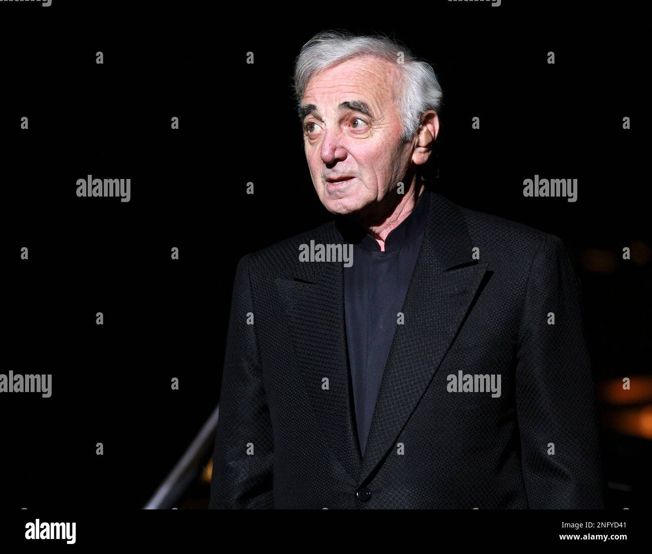 Charles Aznavour, a French singer of Armenian origin, performs during a ...