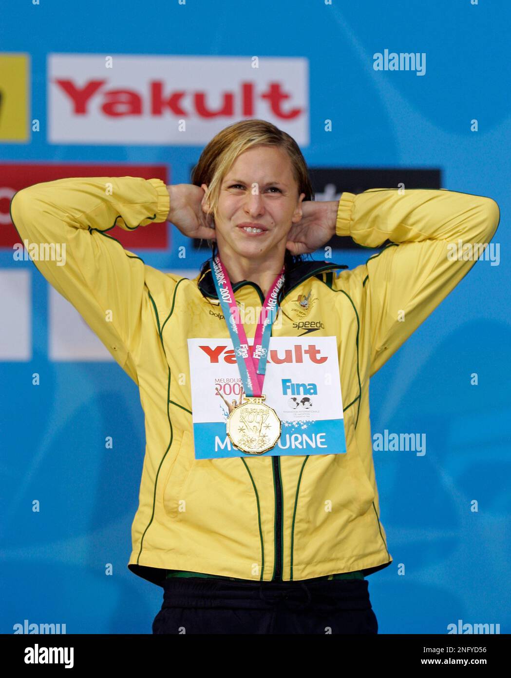 Australia's Libby Lenton is awarded the gold medal for the women's 100m ...