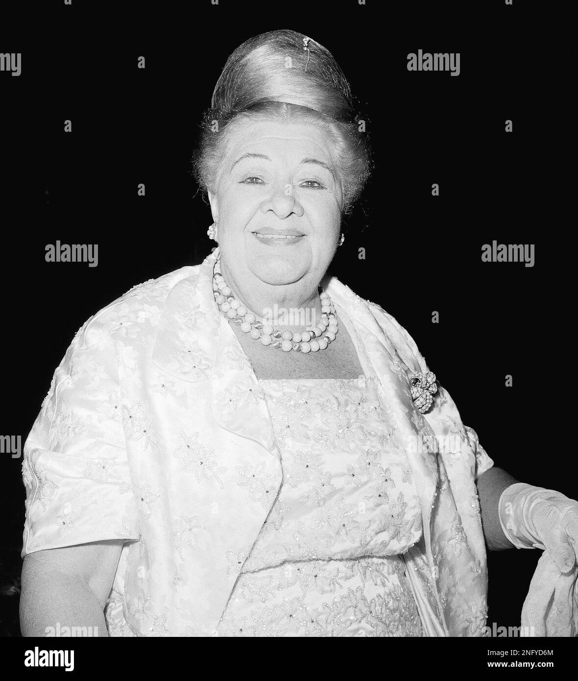 Singer and entertainer Sophie Tucker, smiles backstage at New York's ...