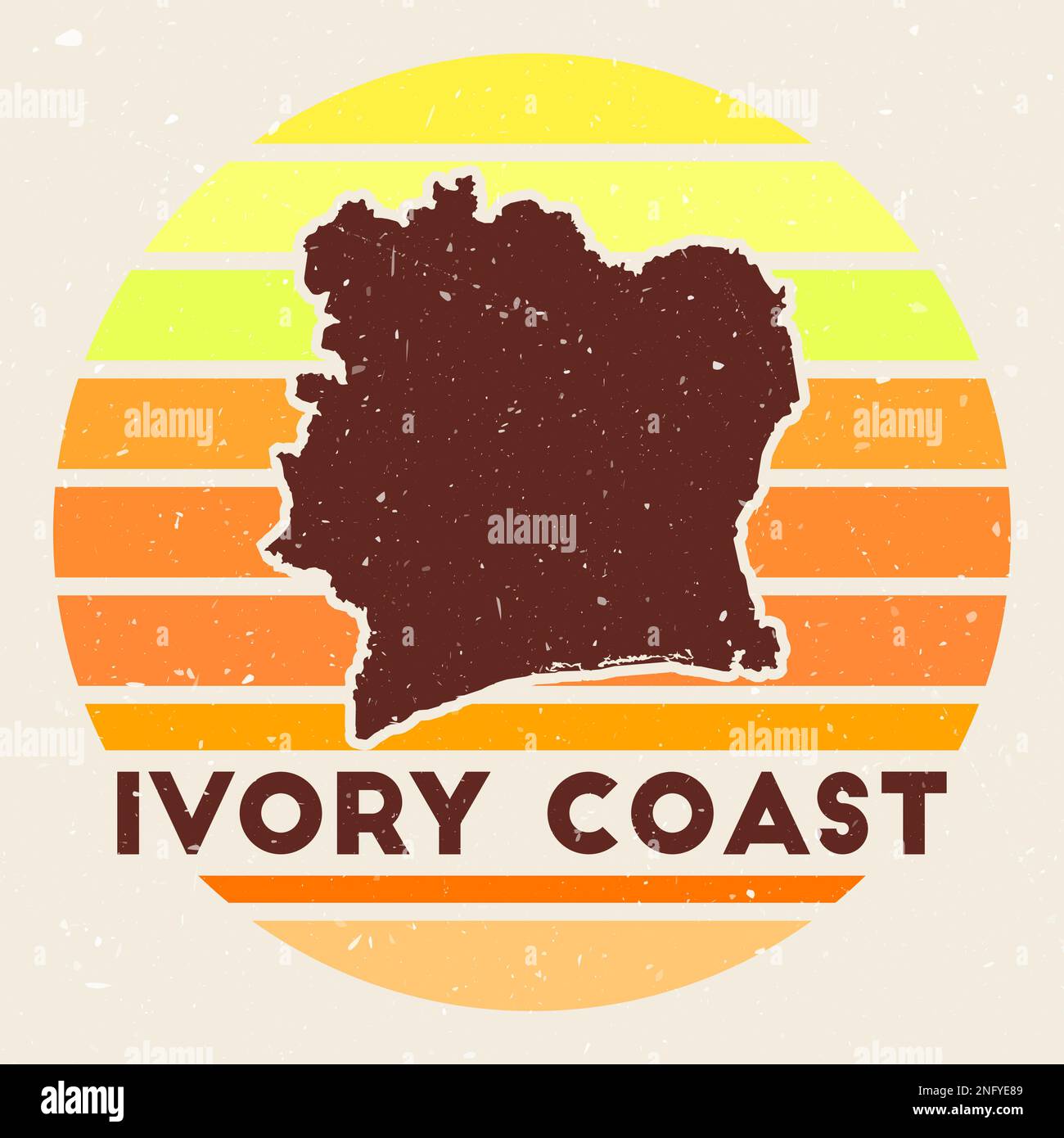 Ivory Coast logo. Sign with the map of the country and colored stripes ...