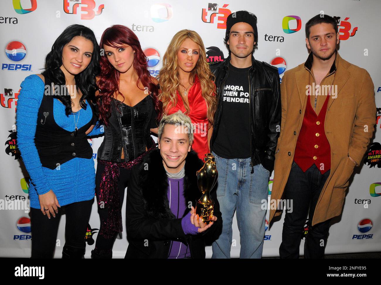 RBD band members from left Maite Perroni, Dulce Maria Savinon ...