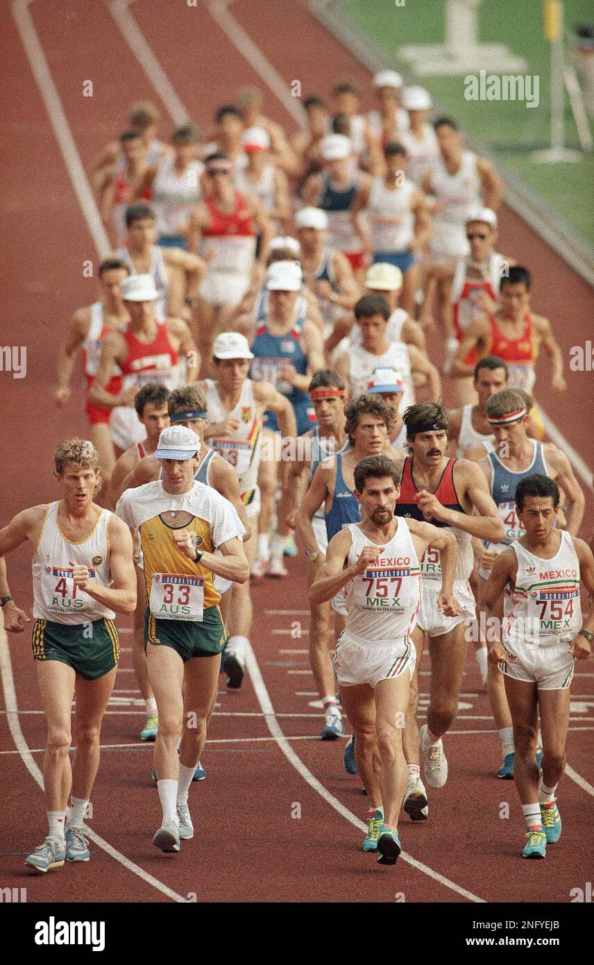 Race walkers, left to right, Andrew Jachino and Simon Baker of ...