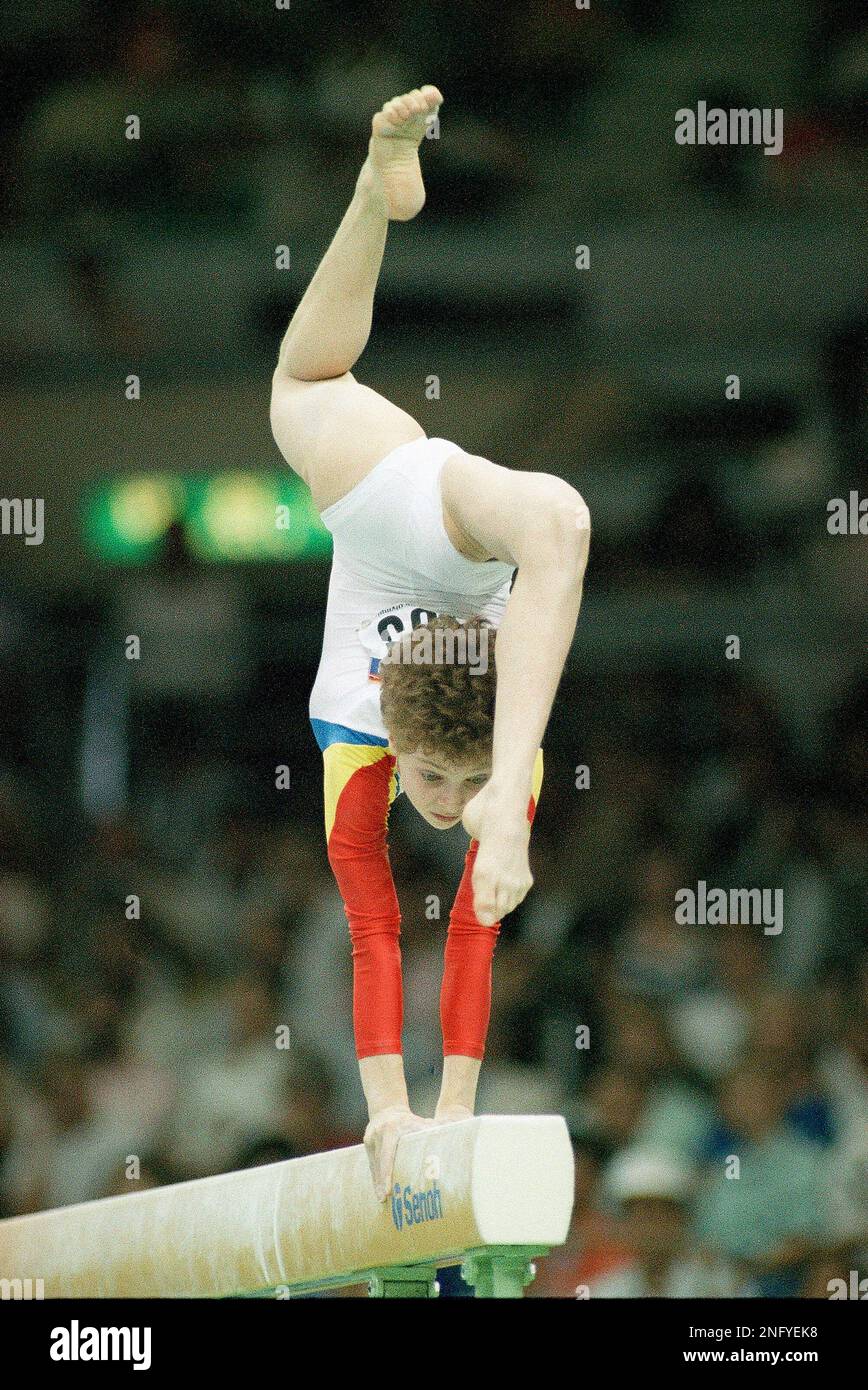 Daniela Silivas of Romania performs on the balance beam during women's ...